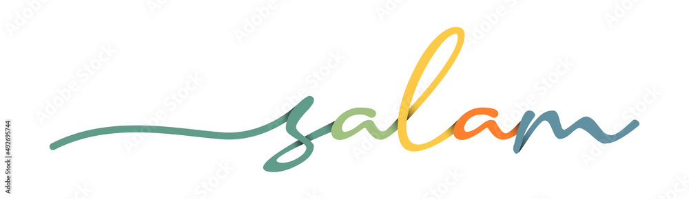 Salam Hand Drawn Colorful Vector Calligraphy Isolated on White ...
