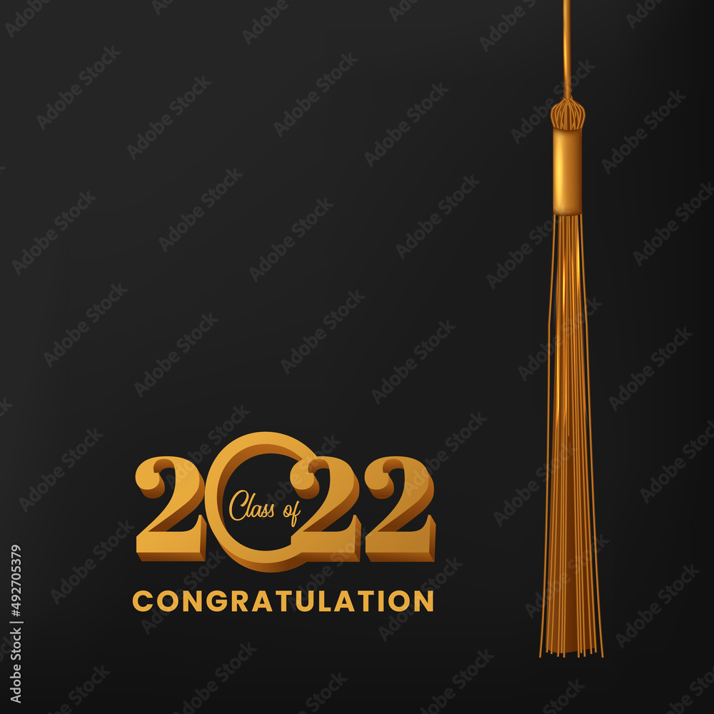 class of 2022 happy graduation with golden color and black background ...