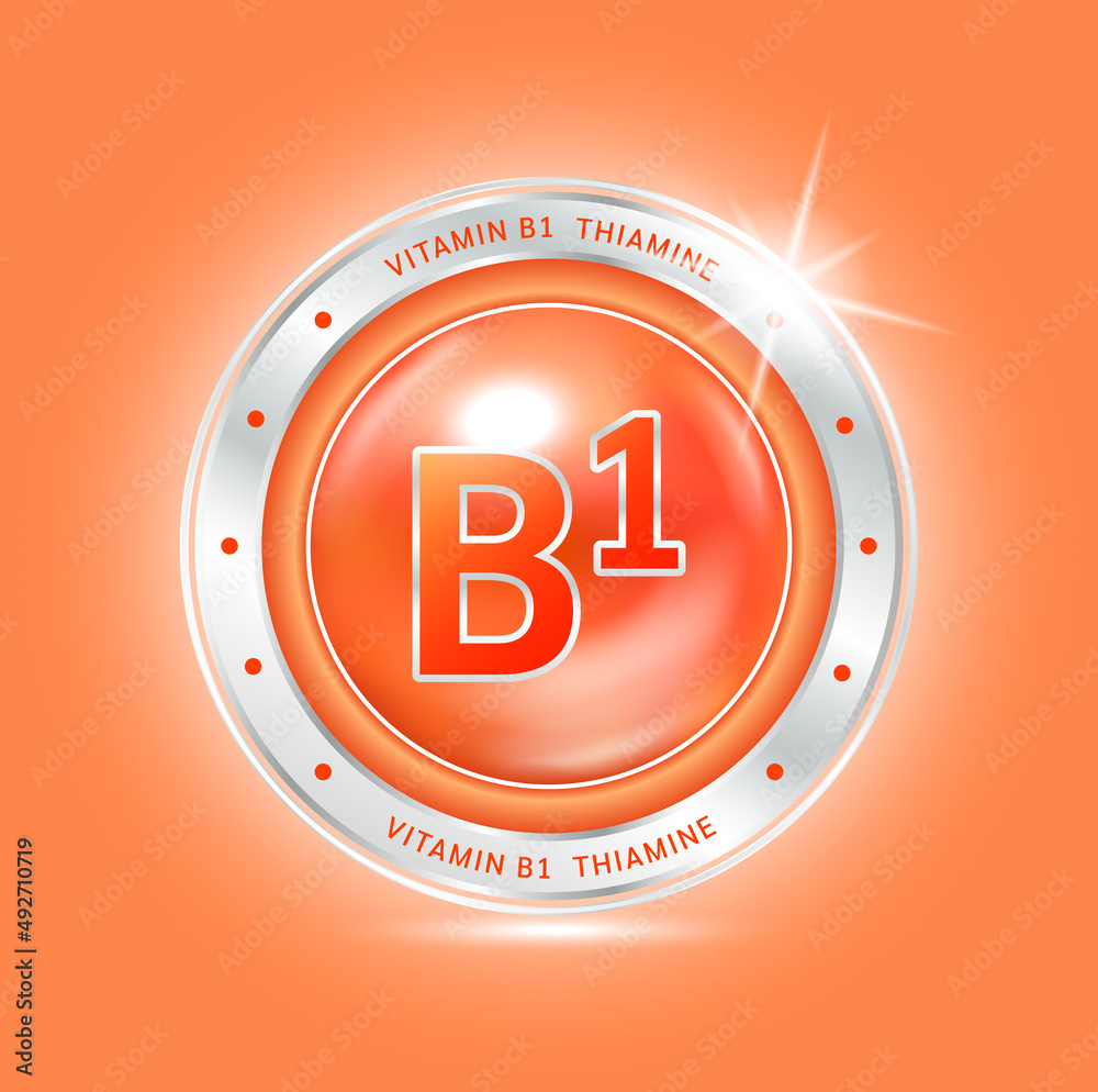 Nutrition vitamin B1 label orange aluminum sign. Foods vitamins and ...
