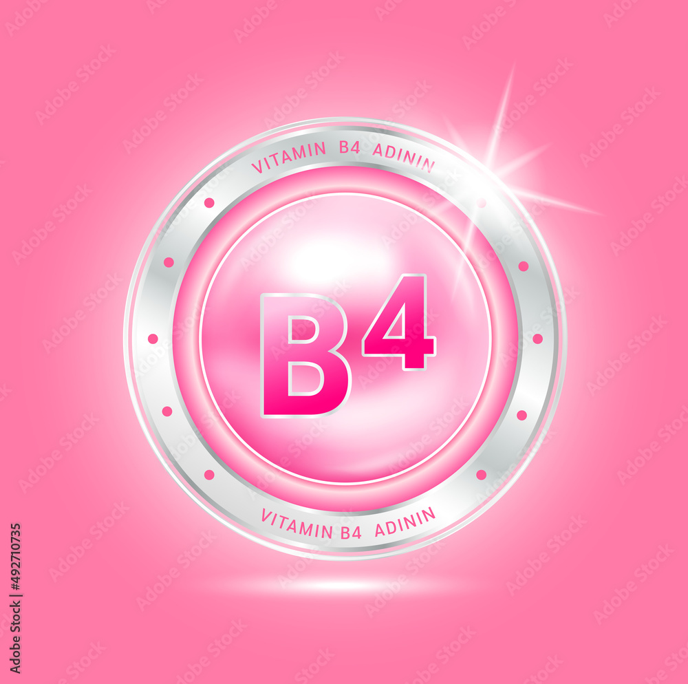 Nutrition vitamin B4 label pink aluminum sign. Foods vitamins and ...