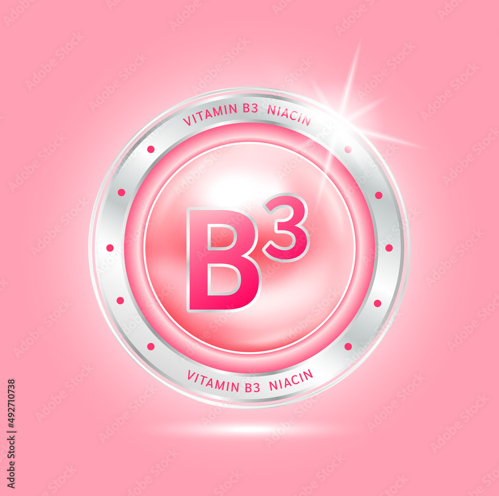 Nutrition vitamin B3 label pink aluminum sign. Foods vitamins and ...