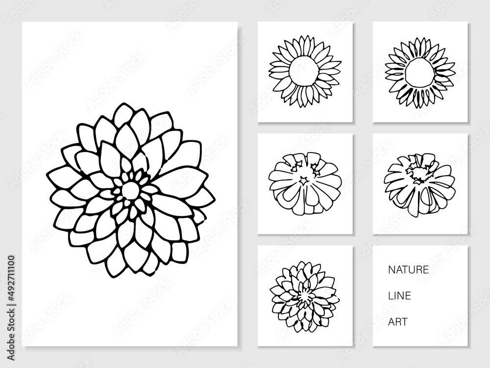 Nature line art Hand drawn. Illustration about Nature line art. Stock ...