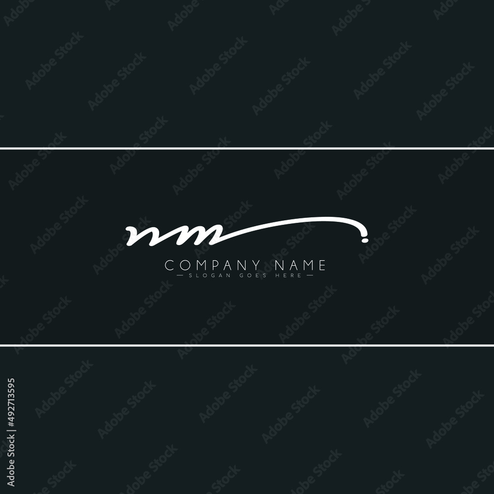 Initial Letter NM Logo - Handwritten Signature Logo Stock Vector ...