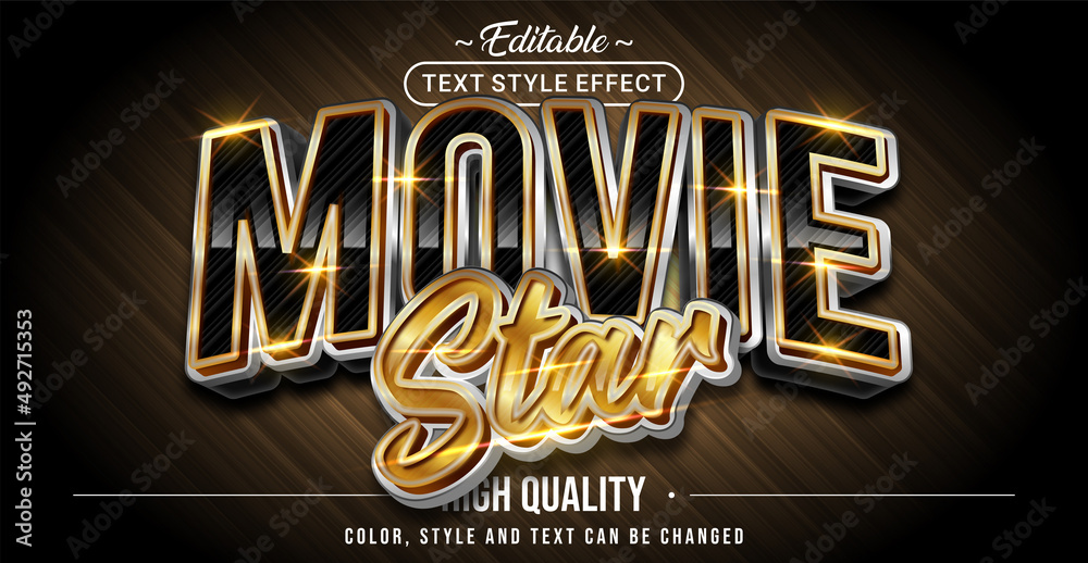 Editable text style effect - Movie Star text style theme. Stock Vector ...