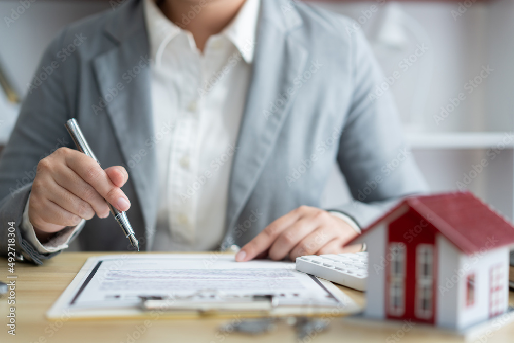 Insurance concept the client reading and revising the insurance ...