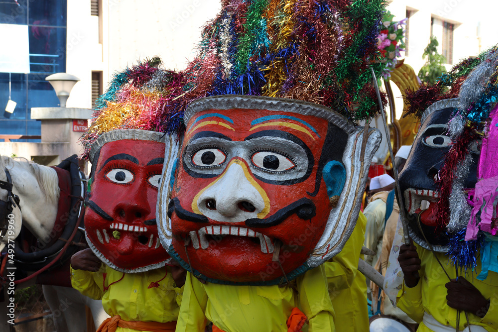 13 March 2022, Dang Darbar- Ahwa, Gujarat - India, People with huge ...