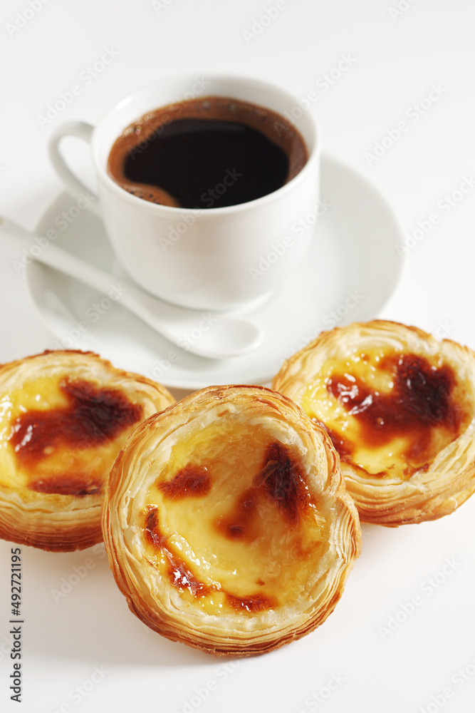 Pastel de nata and coffee Stock Photo | Adobe Stock