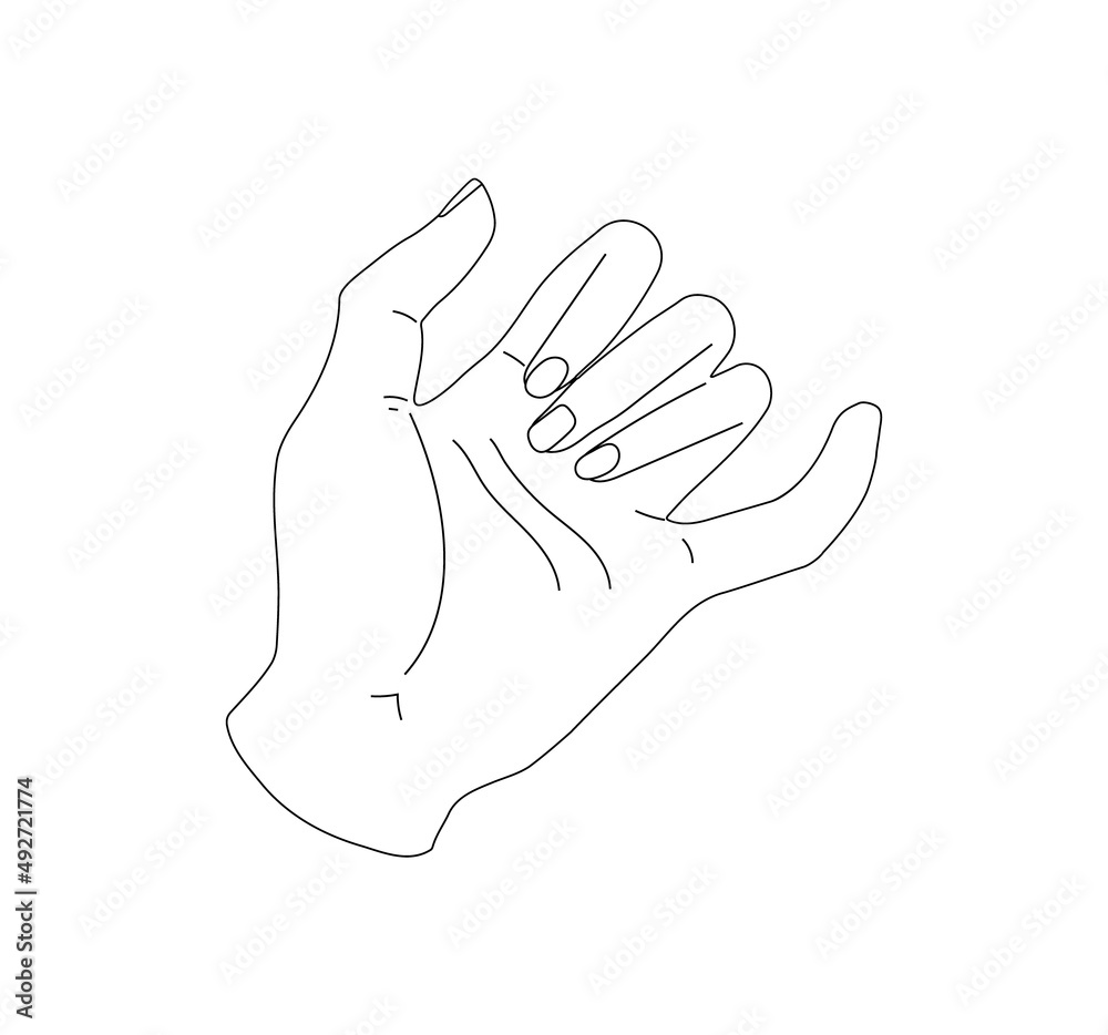 Pinky outline. Black wrist hand with a little finger. Vector sketch ...