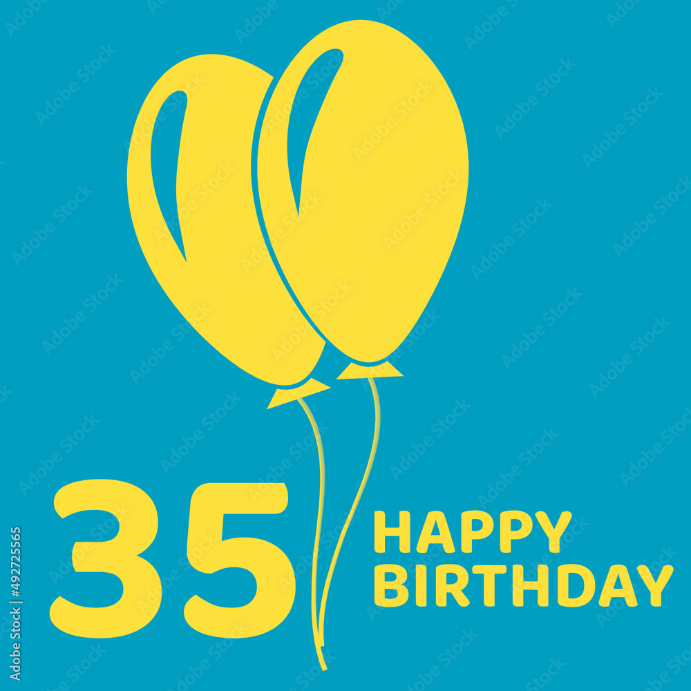35 years logo. Square logo illustration with 35. Happy birthday text on ...
