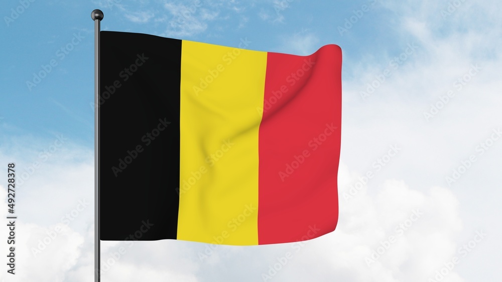 3D Illustration of The national flag of Belgium is a tricolour ...