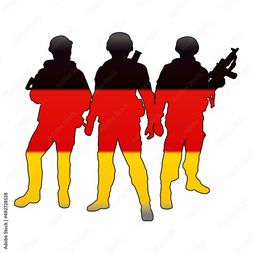 German army vector illustration. Military group. Group of soldiers ...