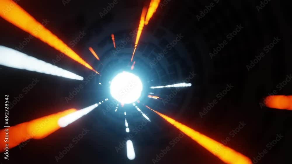 Moving light beams in sci-fi tunnel 3d Animation in Seamless Looping ...