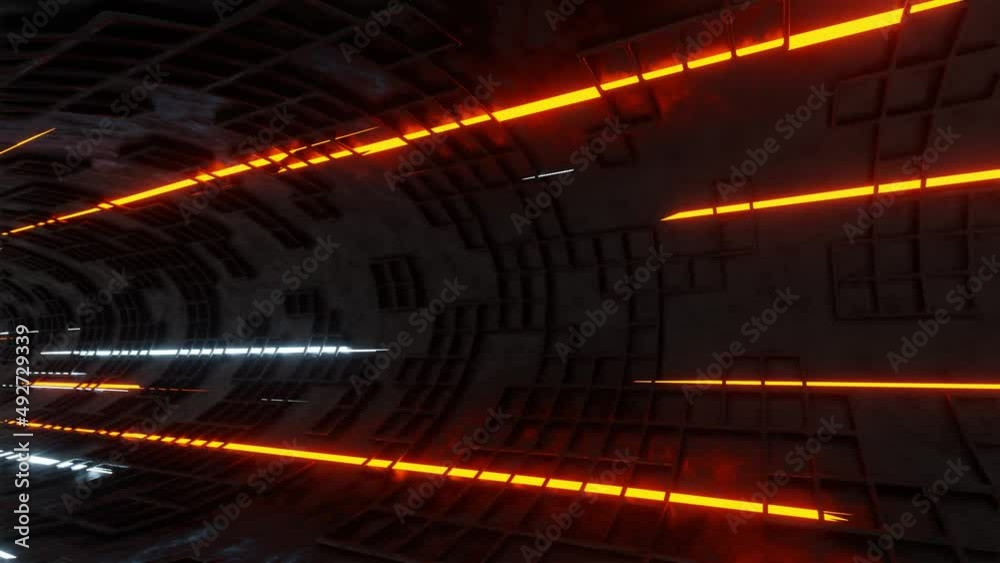 Moving light beams in sci-fi tunnel 3d Animation in Seamless Looping ...