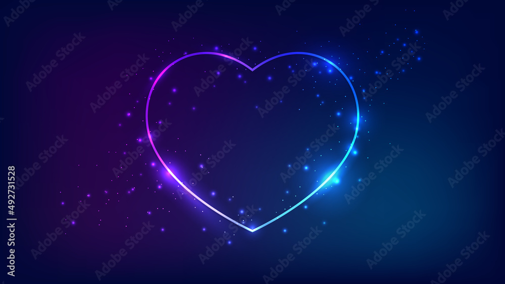 Neon frame in heart form with shining effects Stock Vector | Adobe Stock