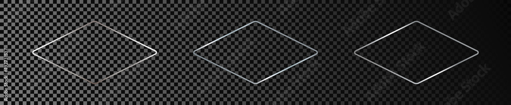 Silver glowing rounded rhombus shape frame Stock Vector | Adobe Stock