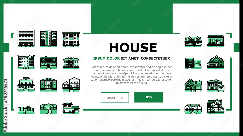 House Architectural Exterior Landing Web Page Header Banner Template ...