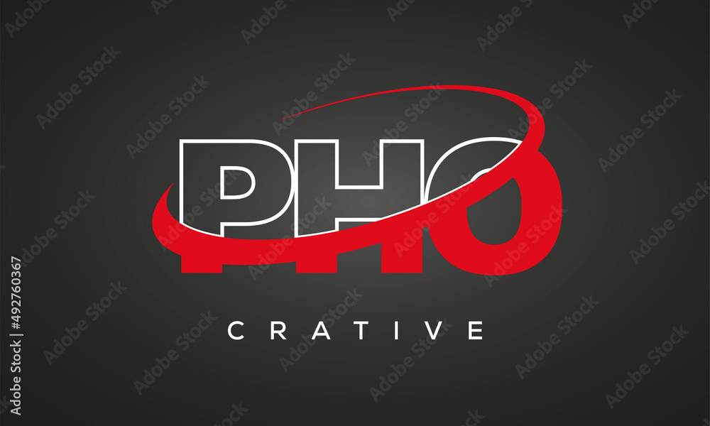 PHO creative letters logo with 360 symbol vector art template design ...