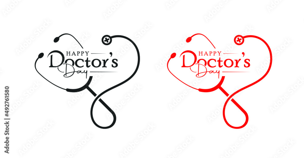 World, international or national happy Doctor's Day flat vector logo ...