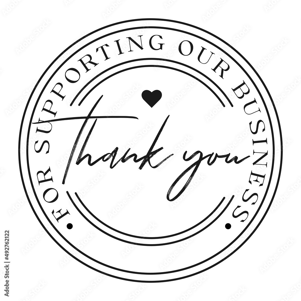 Vintage vector thank you for supporting our business handwritten ...