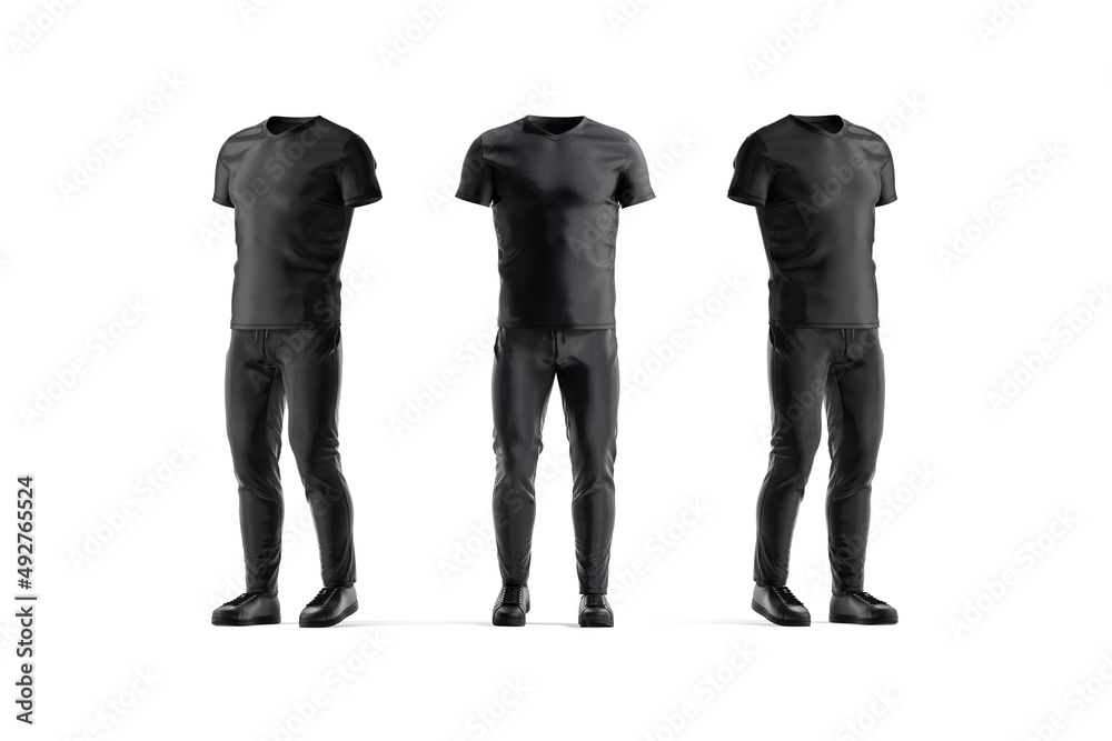 Blank black sport uniform mock up, front and side view Stock ...