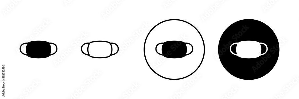 Mask icons set. Medical mask sign and symbol. Man face with mask icon ...