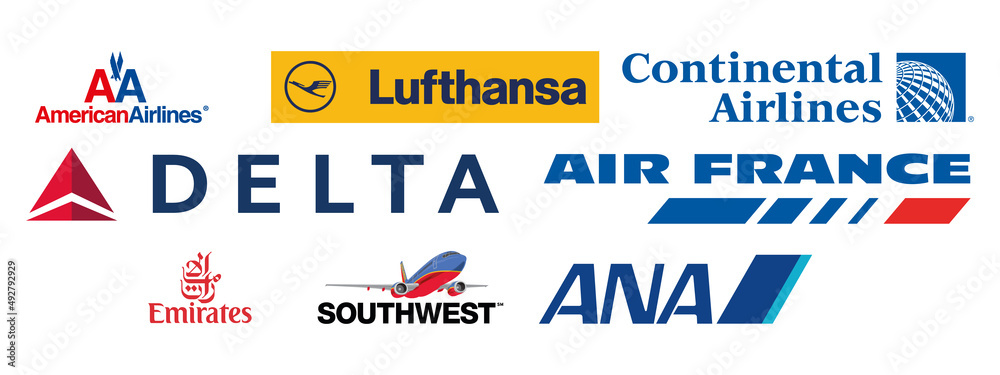 Logo of top important airlines in the world Stock Vector | Adobe Stock