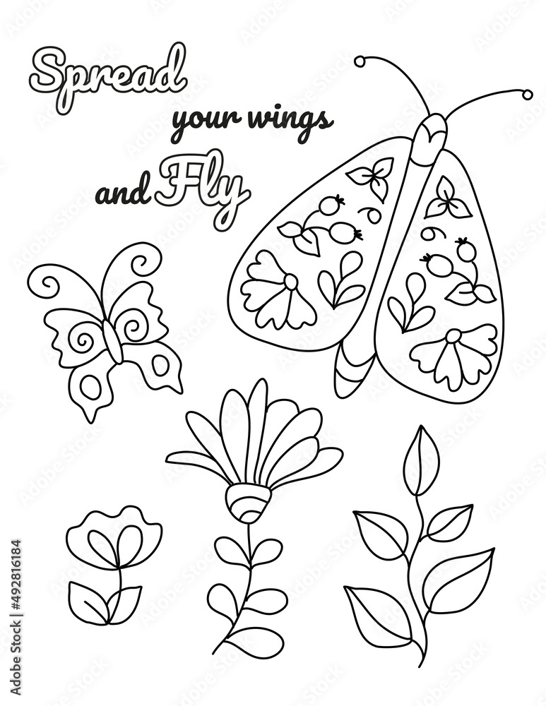 Positive, Inspirational Hand drawn coloring pages for kids and adults ...