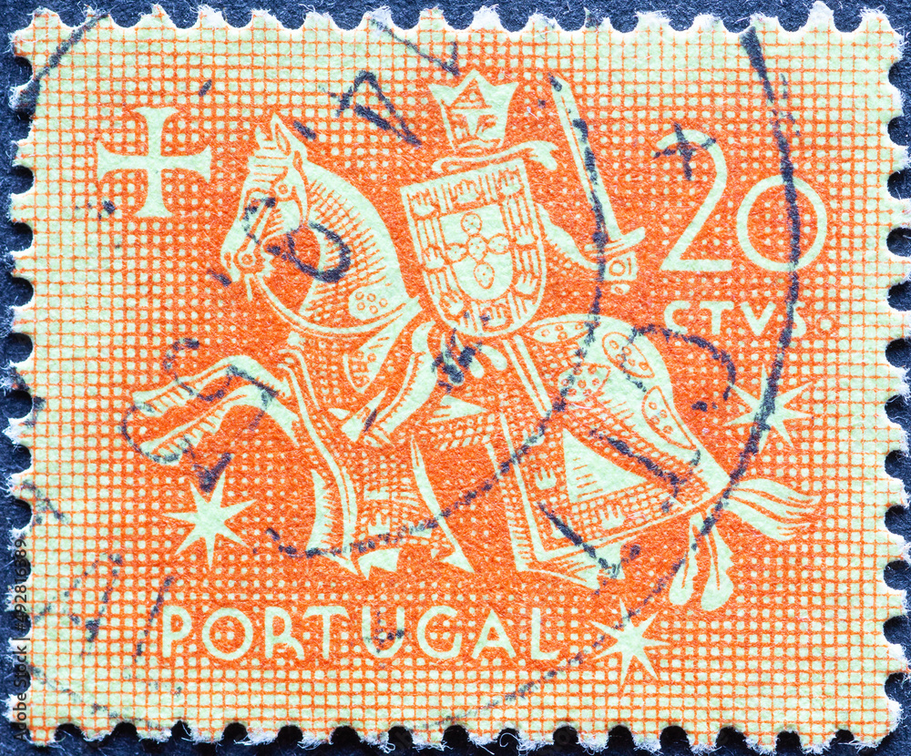 Portugal - circa 1953: a postage stamp from Portugal, showing a horse ...
