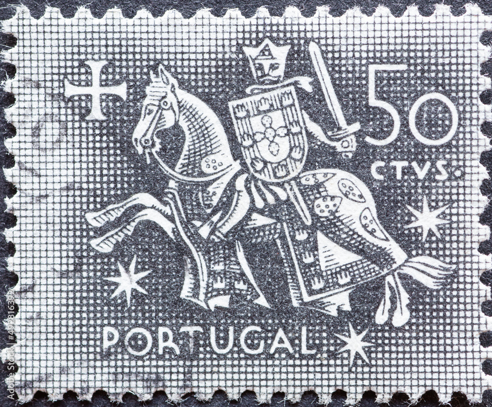 Portugal - circa 1953: a postage stamp from Portugal, showing a horse ...