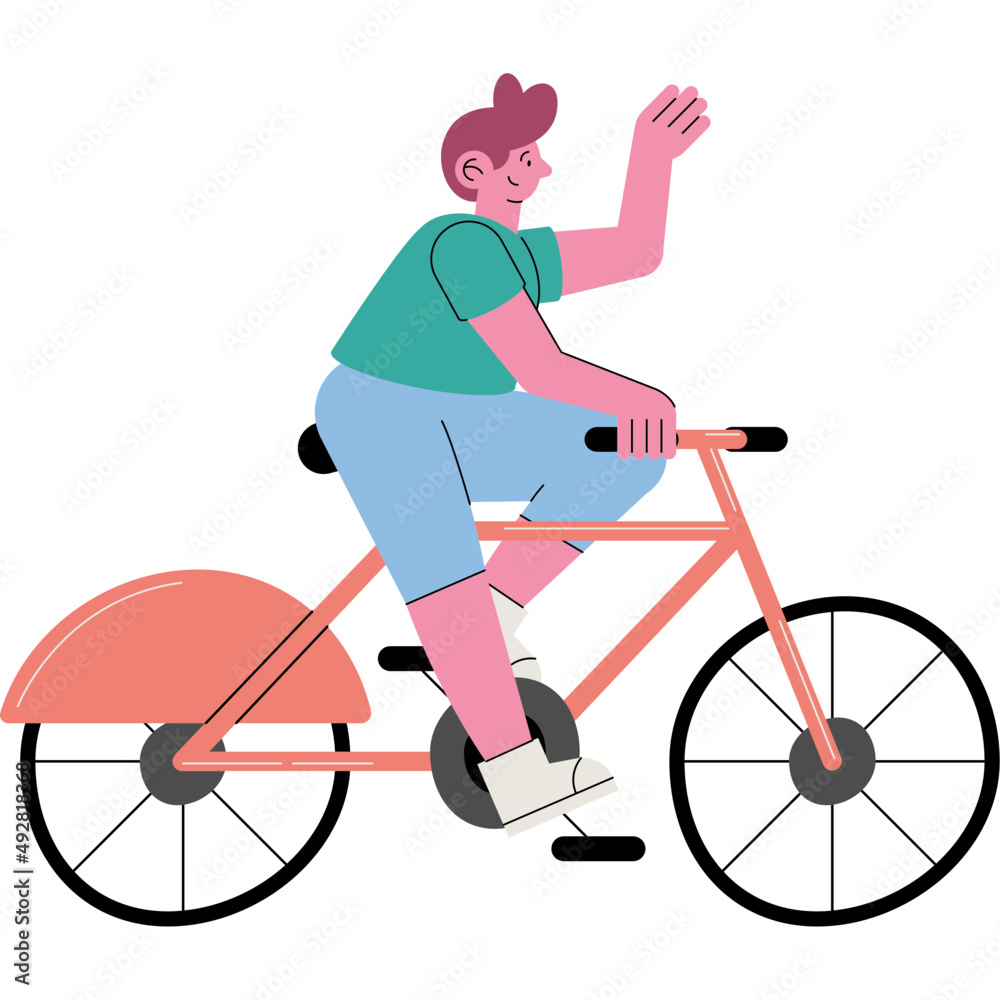 boy in bicycle character Stock Vector | Adobe Stock