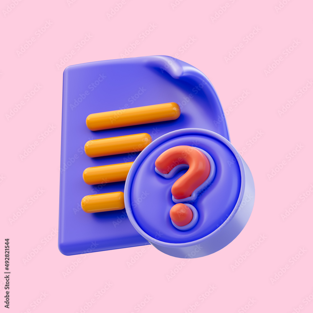 Document question mark badge icon 3d render concept for asking ...