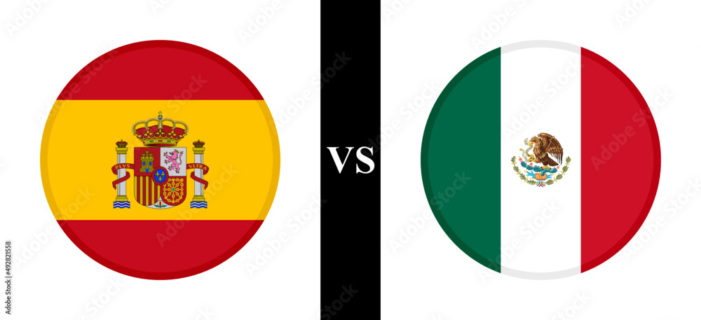 the concept of spain vs mexico. flags of spanish and mexican. vector ...