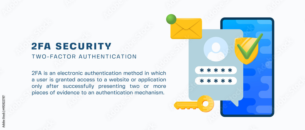 Two factor autentication security illustration banner Login ...