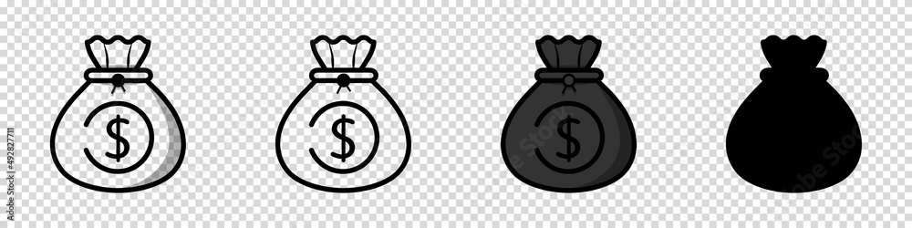 Money Bag Symbol Icons - Different Vector Illustrations Isolated On ...