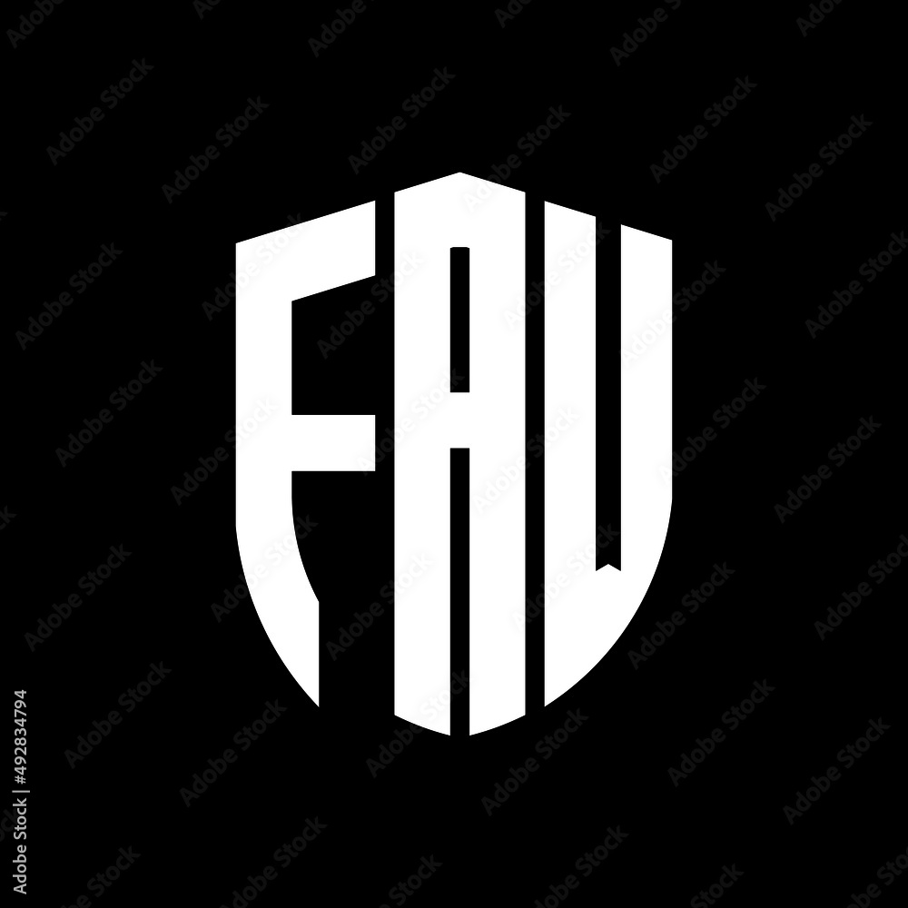 FAW letter logo design. FAW modern letter logo with black background ...