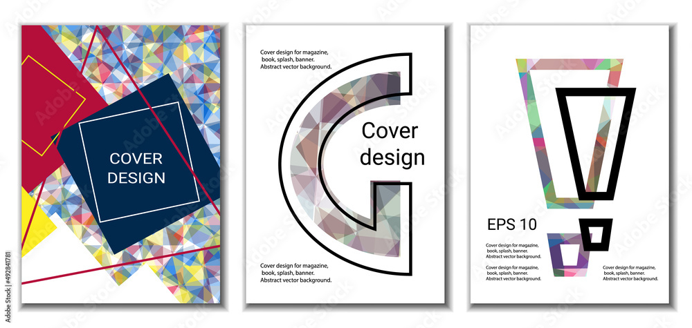 Cover design. Set of 3 covers. Imitation of crumpled paper. Unusual ...