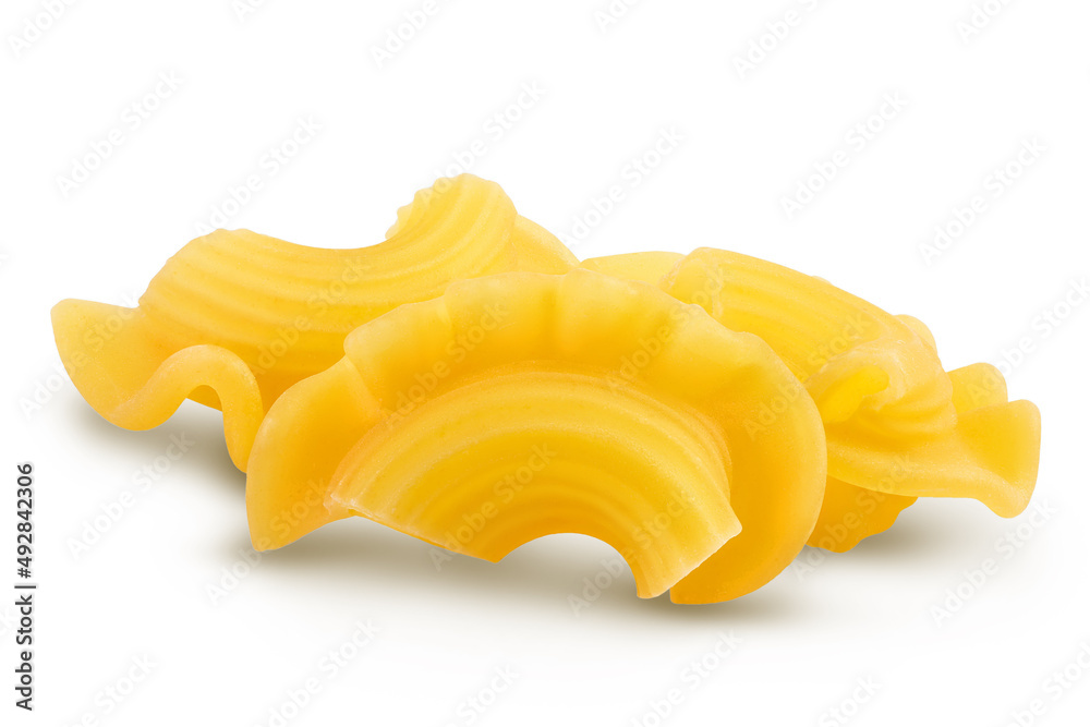 Pasta cornetti creste macaroni isolated on white background with ...