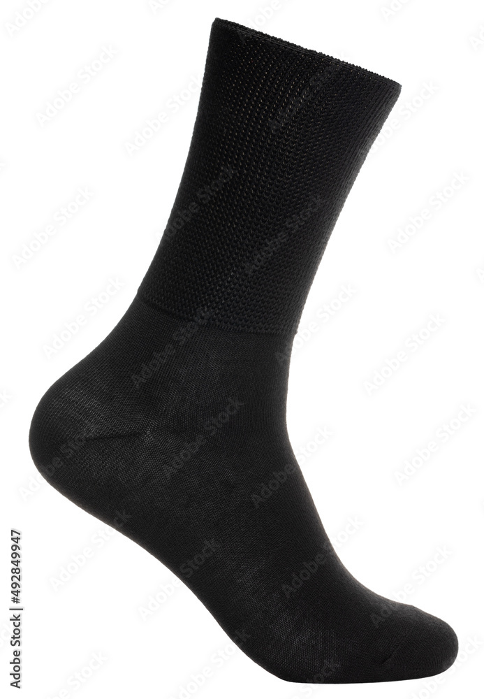Long black sock on mannequin isolated on white Stock Photo | Adobe Stock