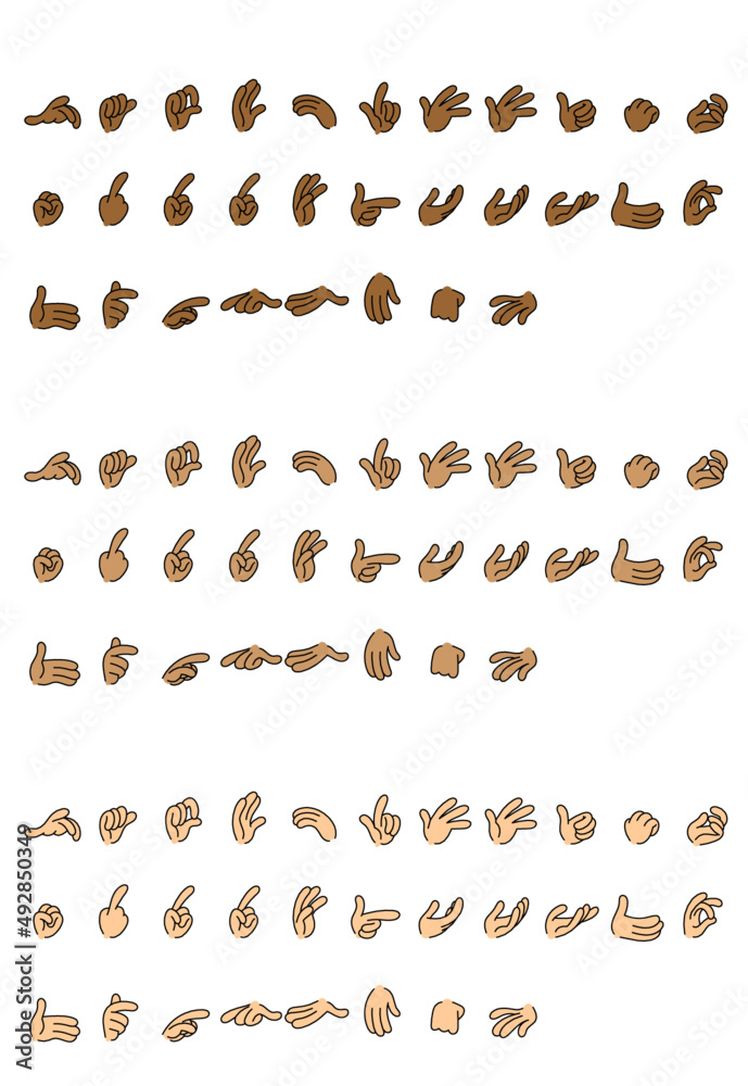 2D Animation Assets: Cartoon Hands Stock Vector | Adobe Stock