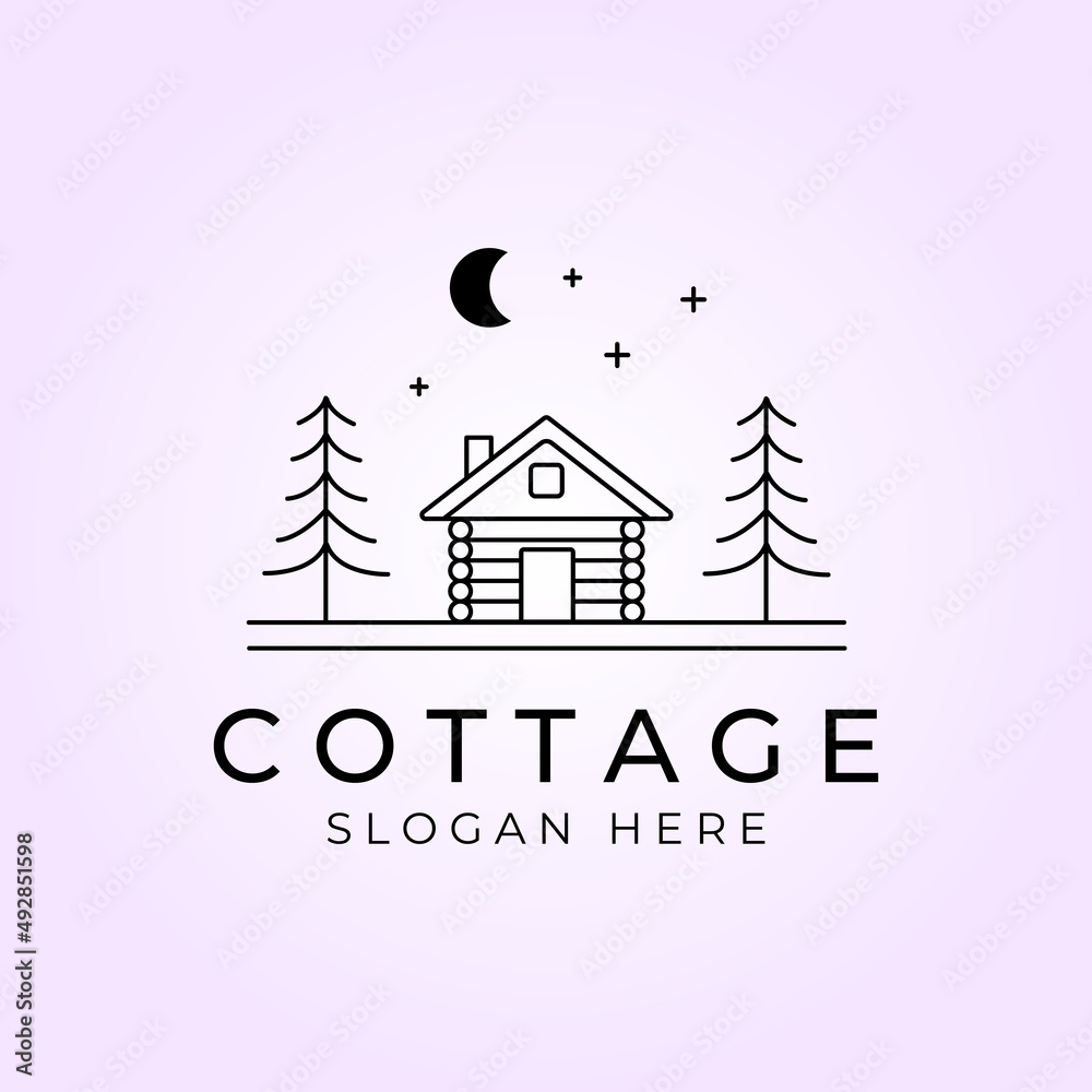 cottage logo vector minimalist line art design Stock Vector | Adobe Stock