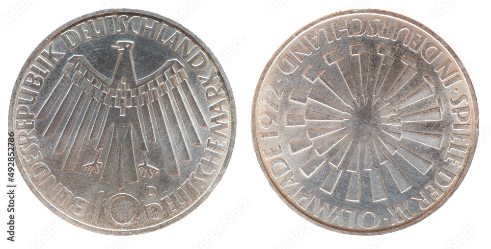 Foto de Germany - circa 1982: a 10 Deutsche Mark coin of the Federal ...