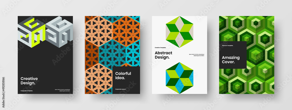 Clean company cover design vector illustration composition. Colorful ...