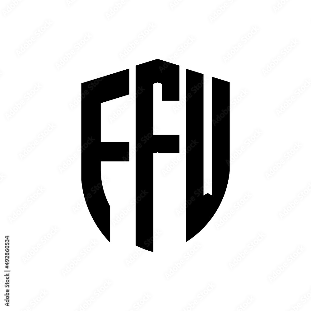 FFW letter logo design. FFW modern letter logo with black background ...