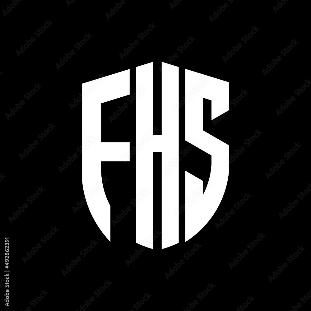 FHS letter logo design. FHS modern letter logo with black background ...
