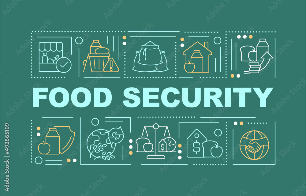 Food security word concepts dark green banner. Available nutrition ...