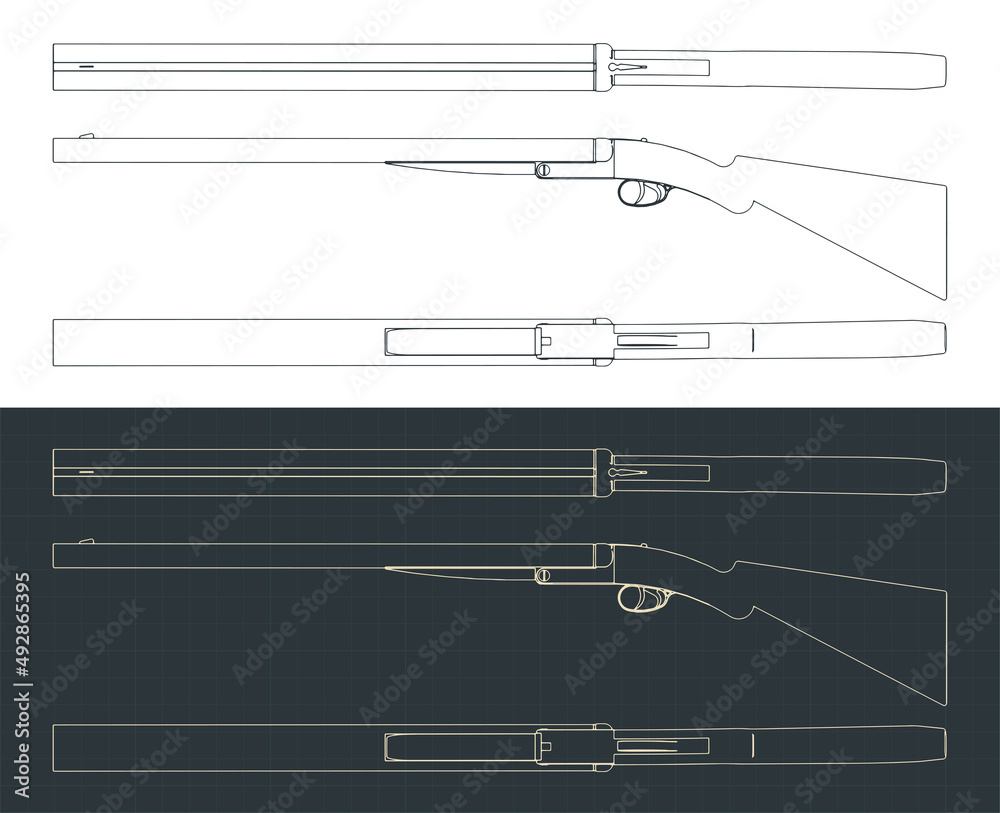 Shotgun blueprint Stock Vector | Adobe Stock
