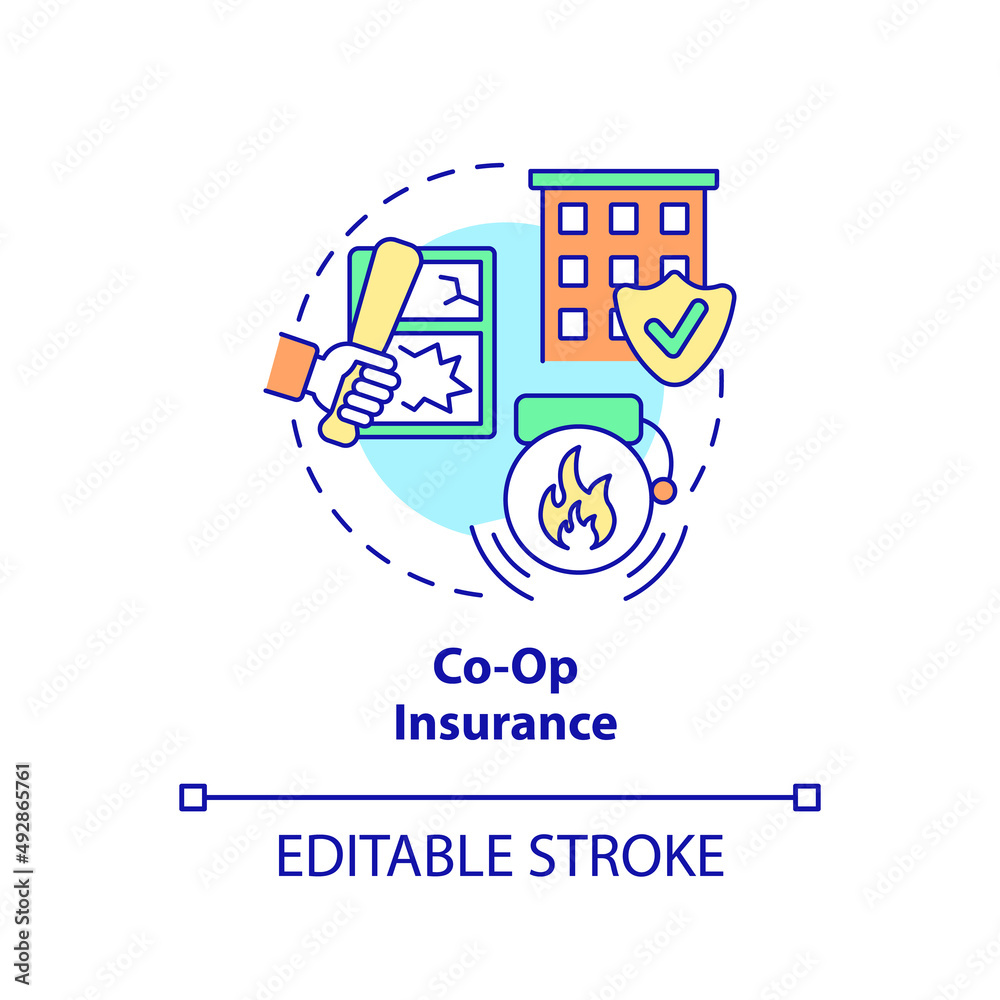 Co-Op insurance concept icon. Type of property financial protection ...