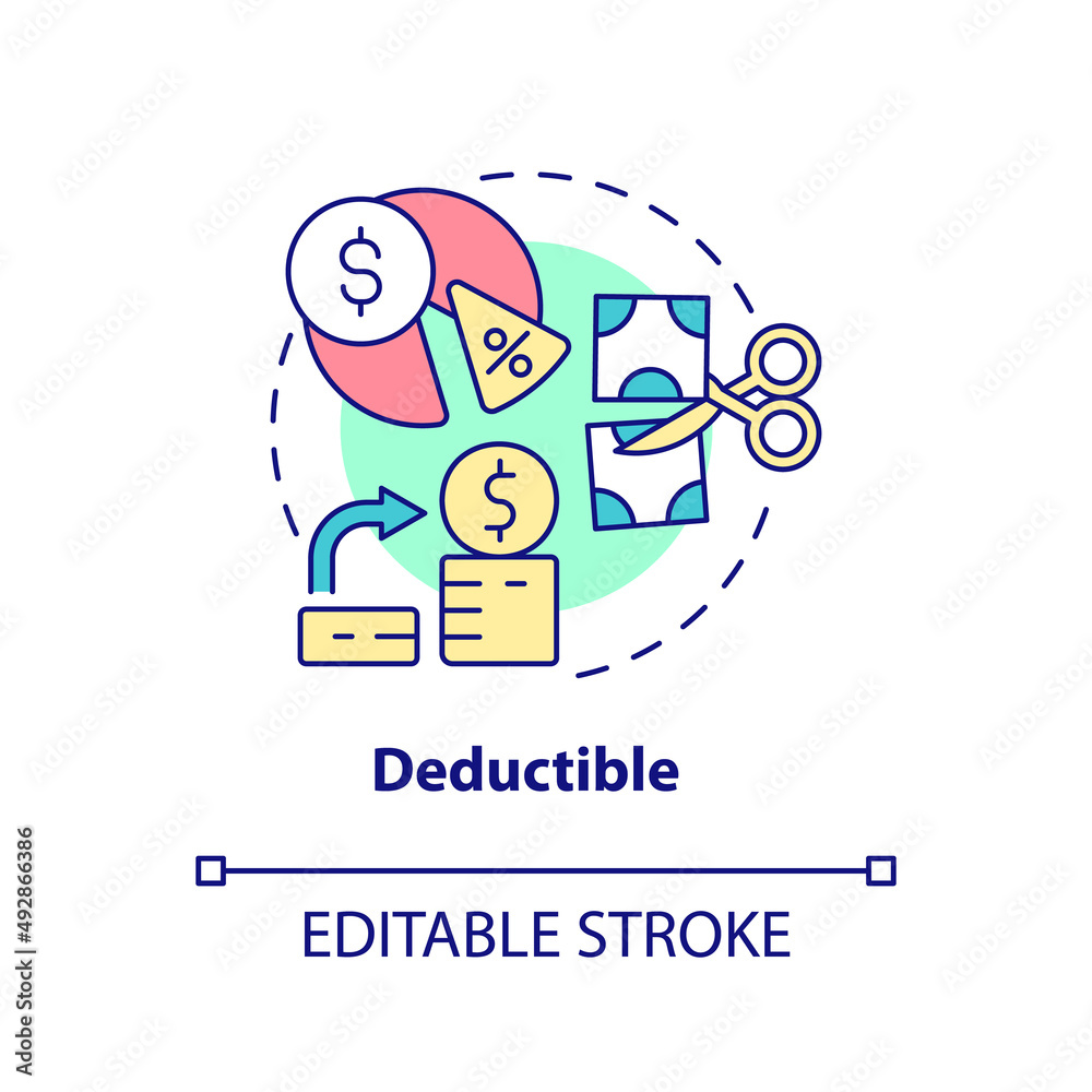 Deductible concept icon. Coverage payment before claim. Insurance ...