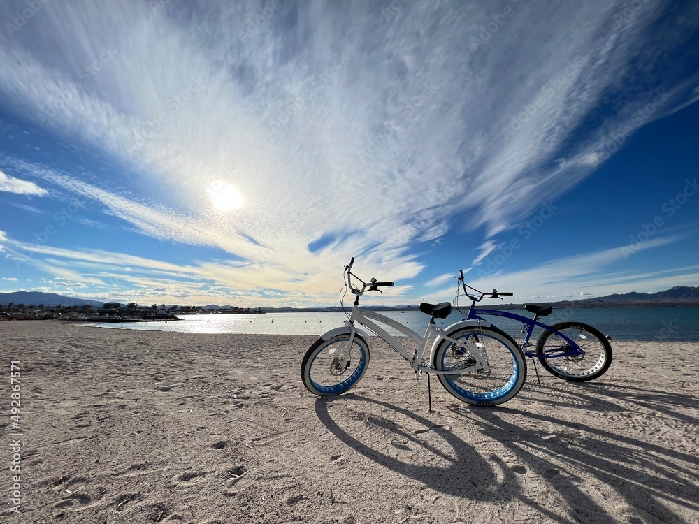 bike on the beach Stock Photo | Adobe Stock