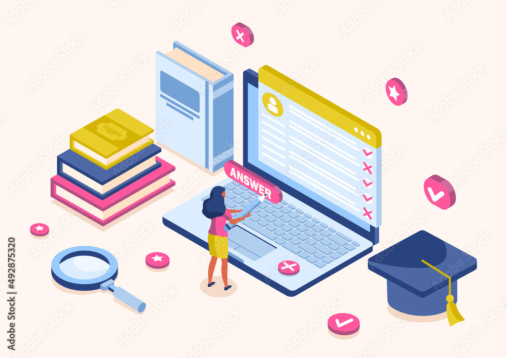 Girl Computer Testing Clip Art